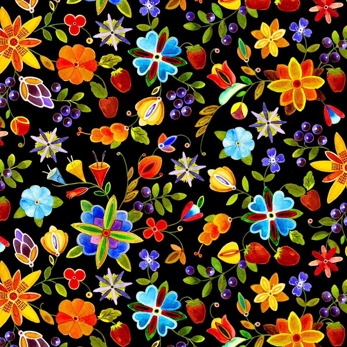 Woodland Delight Large Floral - ES32006-BLK – Tom's Sewing