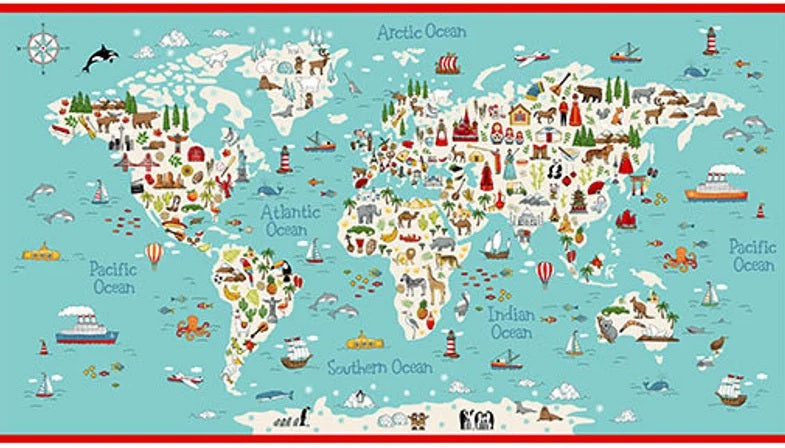 ABC Around The World Map Panel MK2398-1 – Tom's Sewing